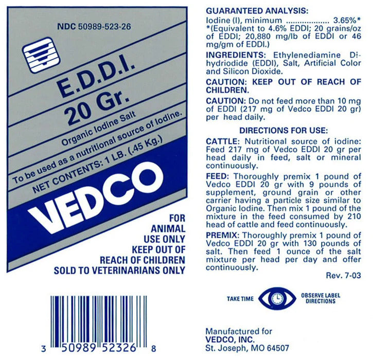Vedco EDDI 20GR Organic Iodine : 25lb | Heritage Animal Health