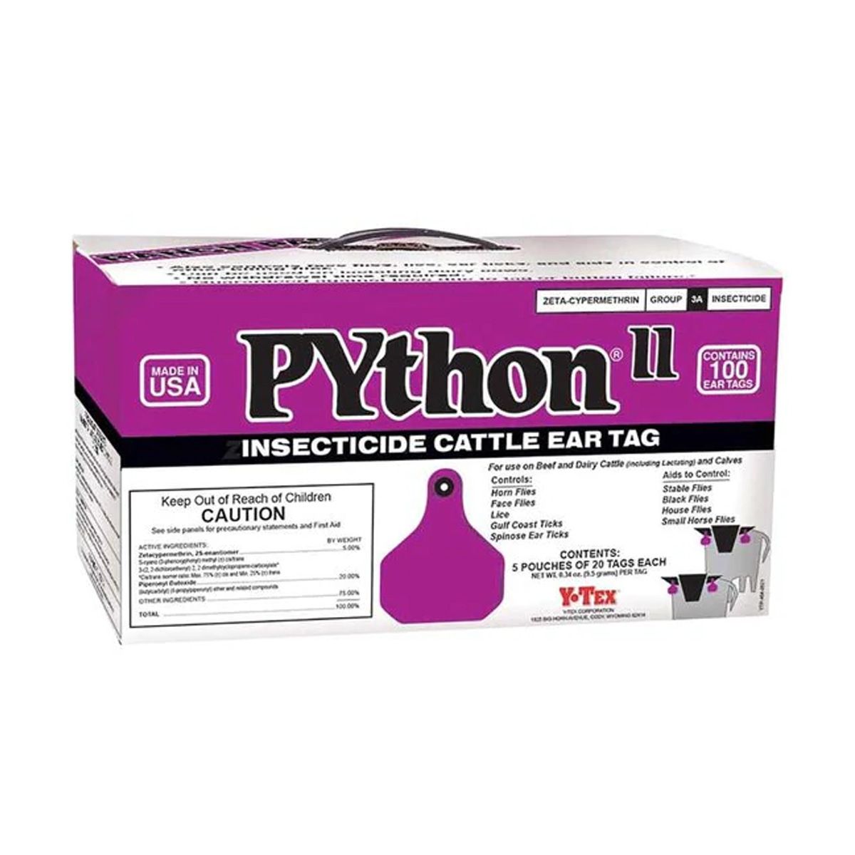 Python II Insecticide Ear Tags 100ct | Heritage Animal Health
